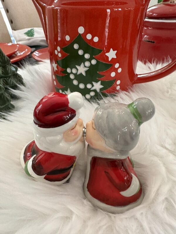 A German Christmas Tablescape set with beautiful red stoneware.